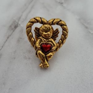 Avon | Jewelry | Avon Valentine Cupid Heart Pin | Poshmark